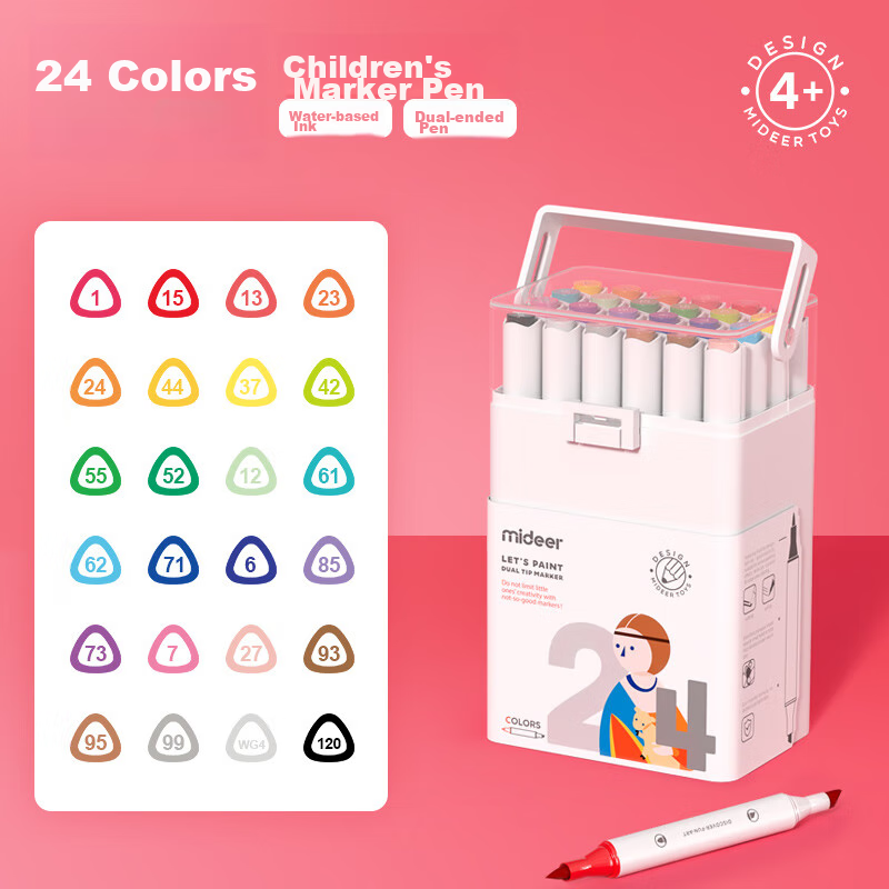 Mideer Deer Stationery Drawing Set Non-Transparent Art Design Coloring Washable Student Water-based Dual-tip Marker 24 Colors