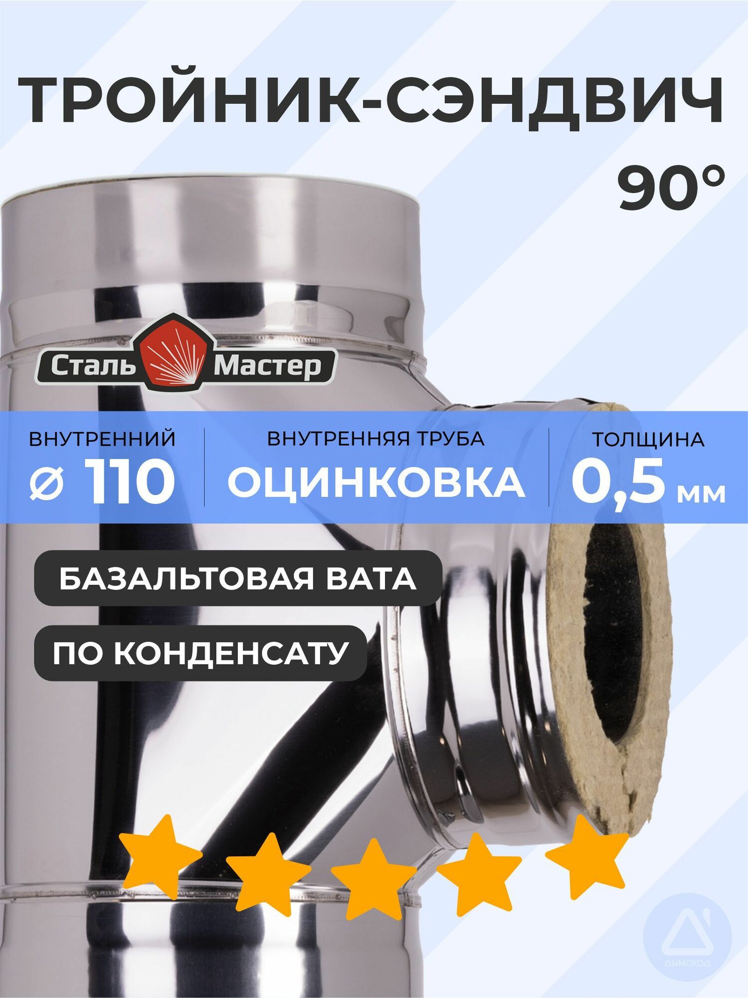 Тройник-сэндвич КК 110 / 200 90 оц / нерж 0,5 мм