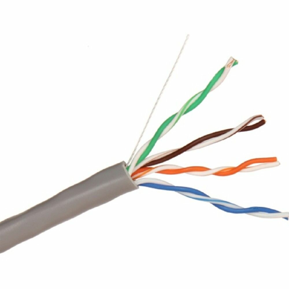 EXEGATE Кабель EX256748RUS Кабель UTP 4 пары кат.5e бескислородная медь,24AWG, FLUKE test pass, бухта 305м, серый, PVC