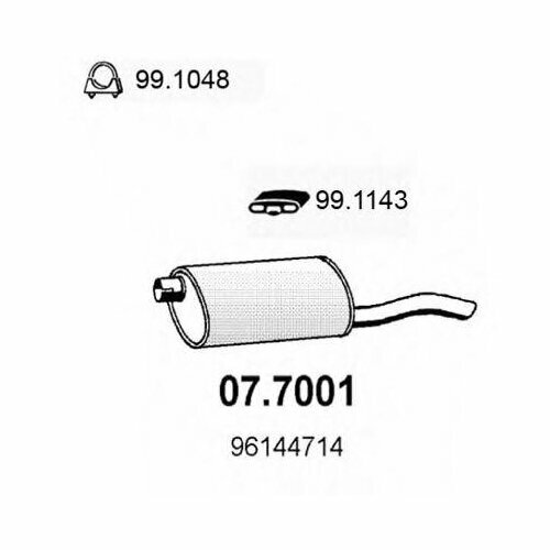 Глушитель выхлопных газов конечный, ASSO 07.7001 (1 шт.)