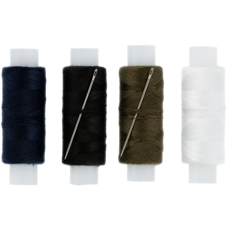 Набор ниток 45 ЛЛ 150м белая, черная, хаки, синяя + 2 иголки