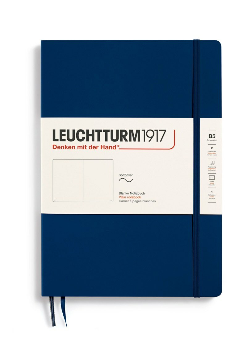 Книга для записей B5 61л нелин. "Classic" мягк. обл, синий неви, Leuchtturm1917