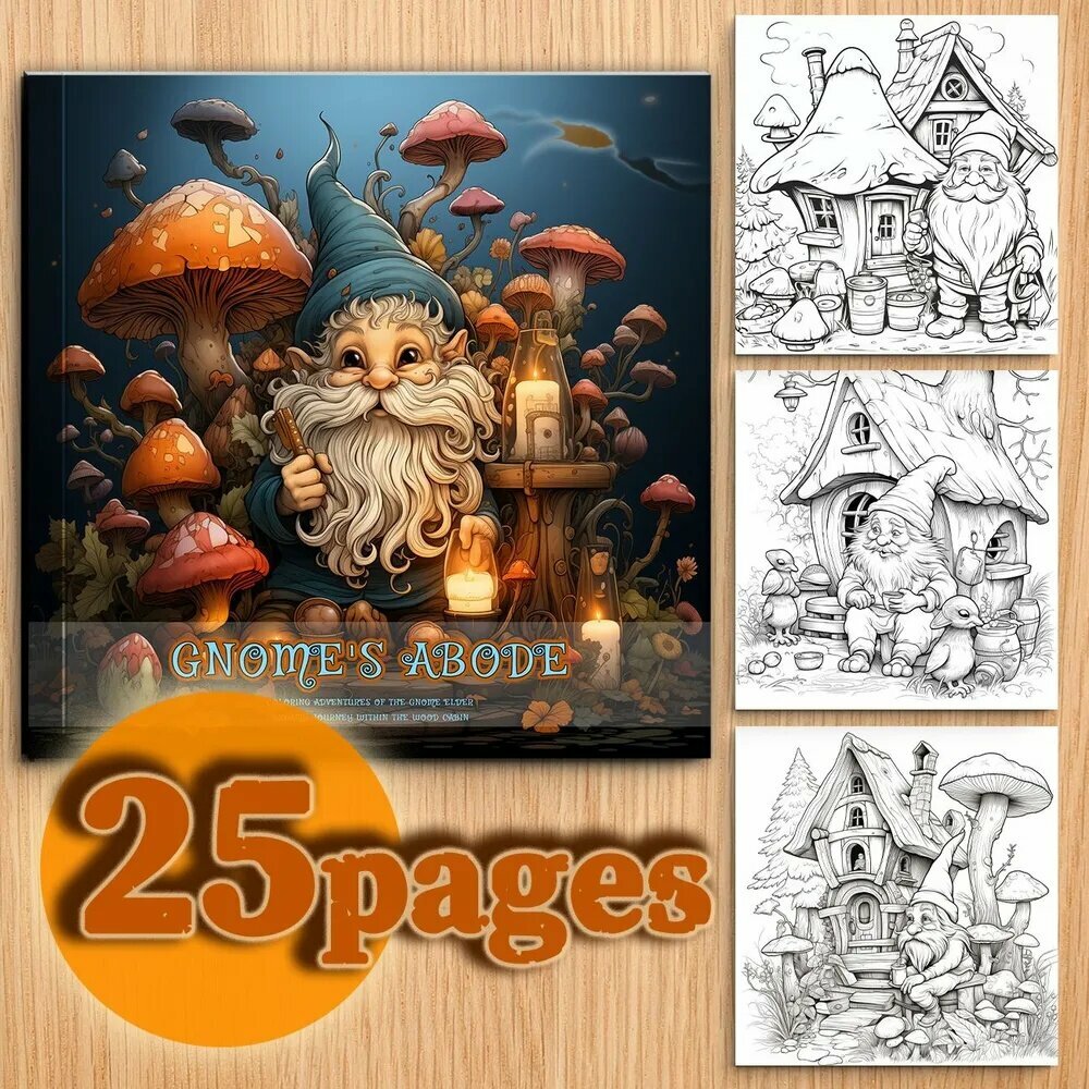 Книжка-раскраска в стиле гномов, Альбом для рисования Гном, высокое качество Книга каракулей 20 см*20 см, подходит для раскрашивания как взрослыми, так и детьми