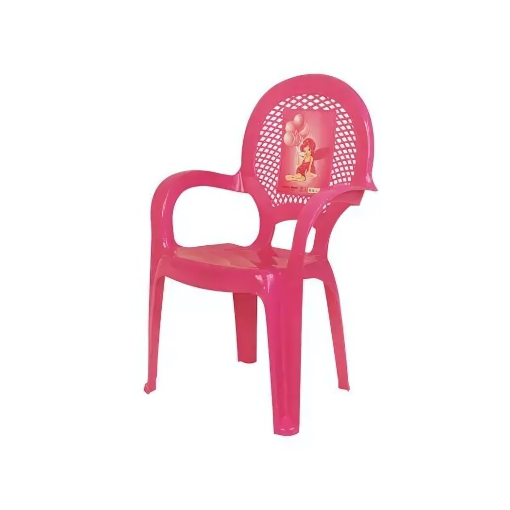 Стульчик детский пластиковый с подлокотниками, розовый, эргономичная спинка, для дома и сада