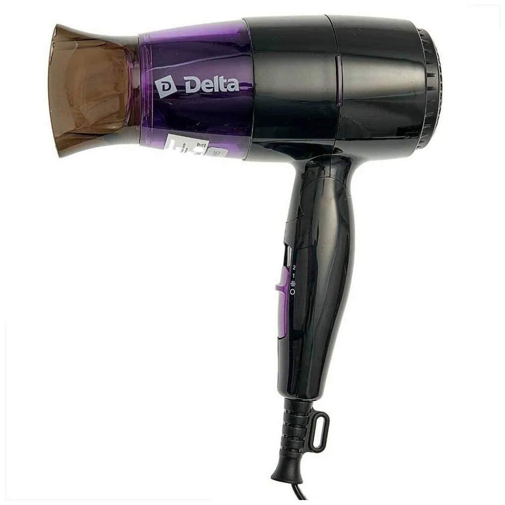 Фен Delta DL-0907, 1400Вт, 2 скорости, шнур 1,8м, черный/синий