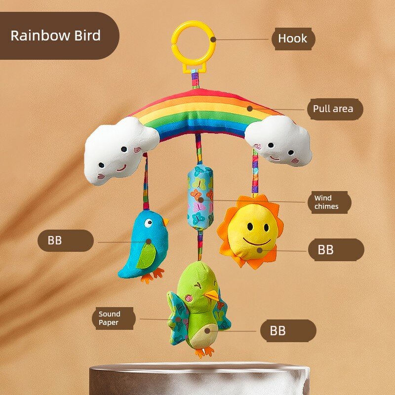 Птица-радуга, детская подвеска с мягкой тканью для автокресла