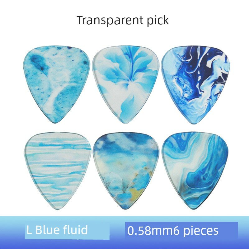 Набор из 6 плястромов Blue Fluid для акустической гитары - толщина 0.58 мм