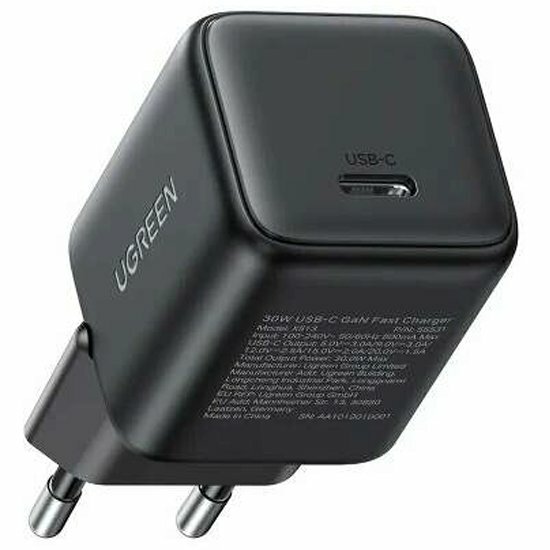 Сетевое зарядное устройство Ugreen X513 30Вт, USB-C, быстрая зарядка GaN, серый(55531)