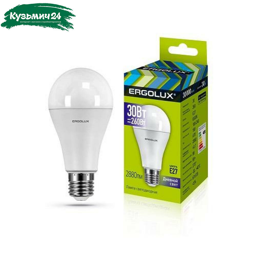Лампа светодиодная А70 30W E27 6500K Ergolux
