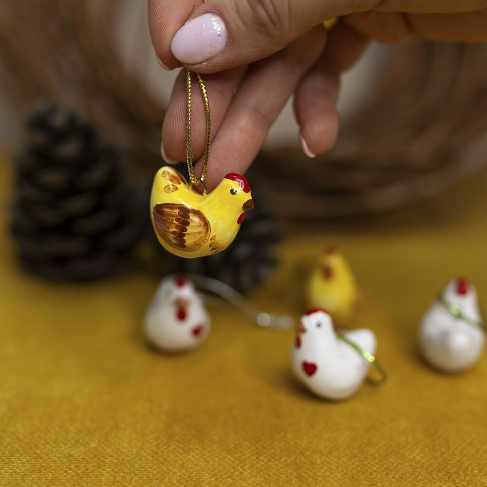 Мини-украшение Ярославская Мануфактура "Курочка" , керамика, ручная роспись, 3см