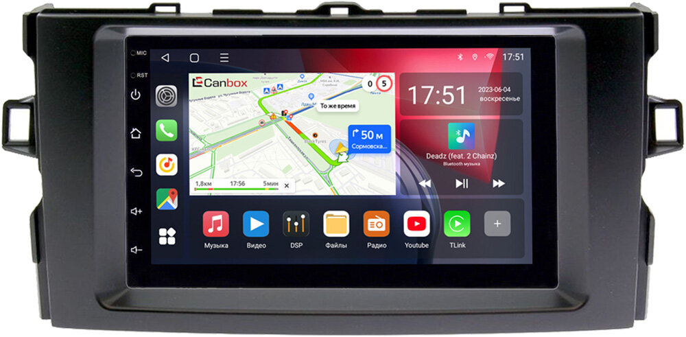 Штатная магнитола Toyota Auris 2006-2012 Canbox L-Line 4476-RP-TYAU15XB-176 Android 10 (4G-SIM, 3/32, TS18, DSP, QLed) (173х98)