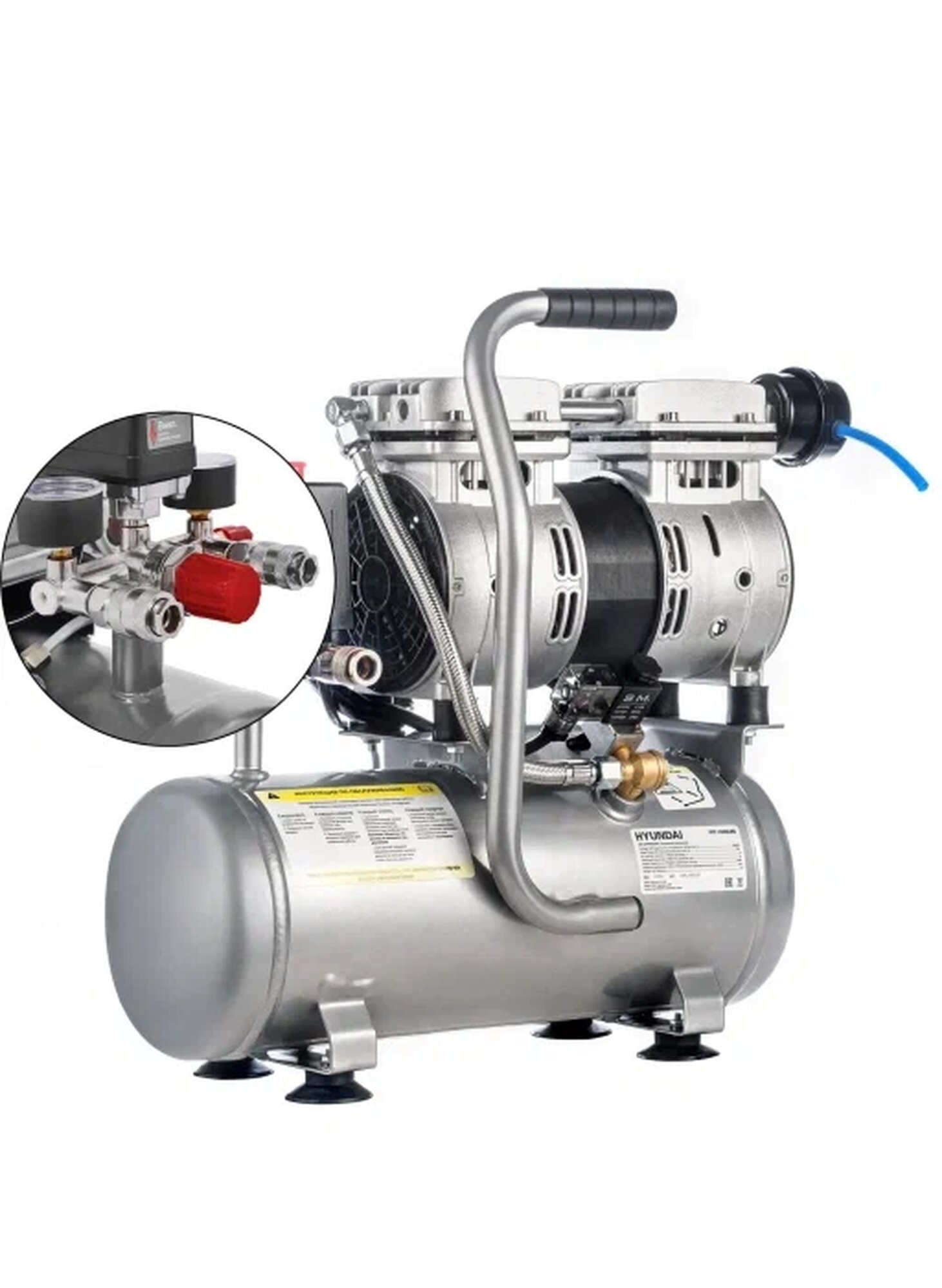 Компрессор Hyundai HYC 14206LMS, поршневой, безмасляный, 140 л/мин, 750 Вт