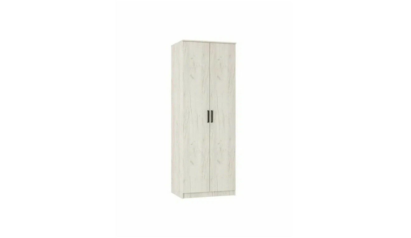 Распашной шкаф Фиеста с полками, с дополнительными полками, со штангой, 80х61х221 см, Дуб Крафт белый