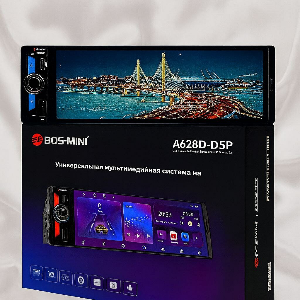 Магнитола BOS-MINI, 1DIN, память 4х64, USB, Bluetooth, GPS, 4 ядра
