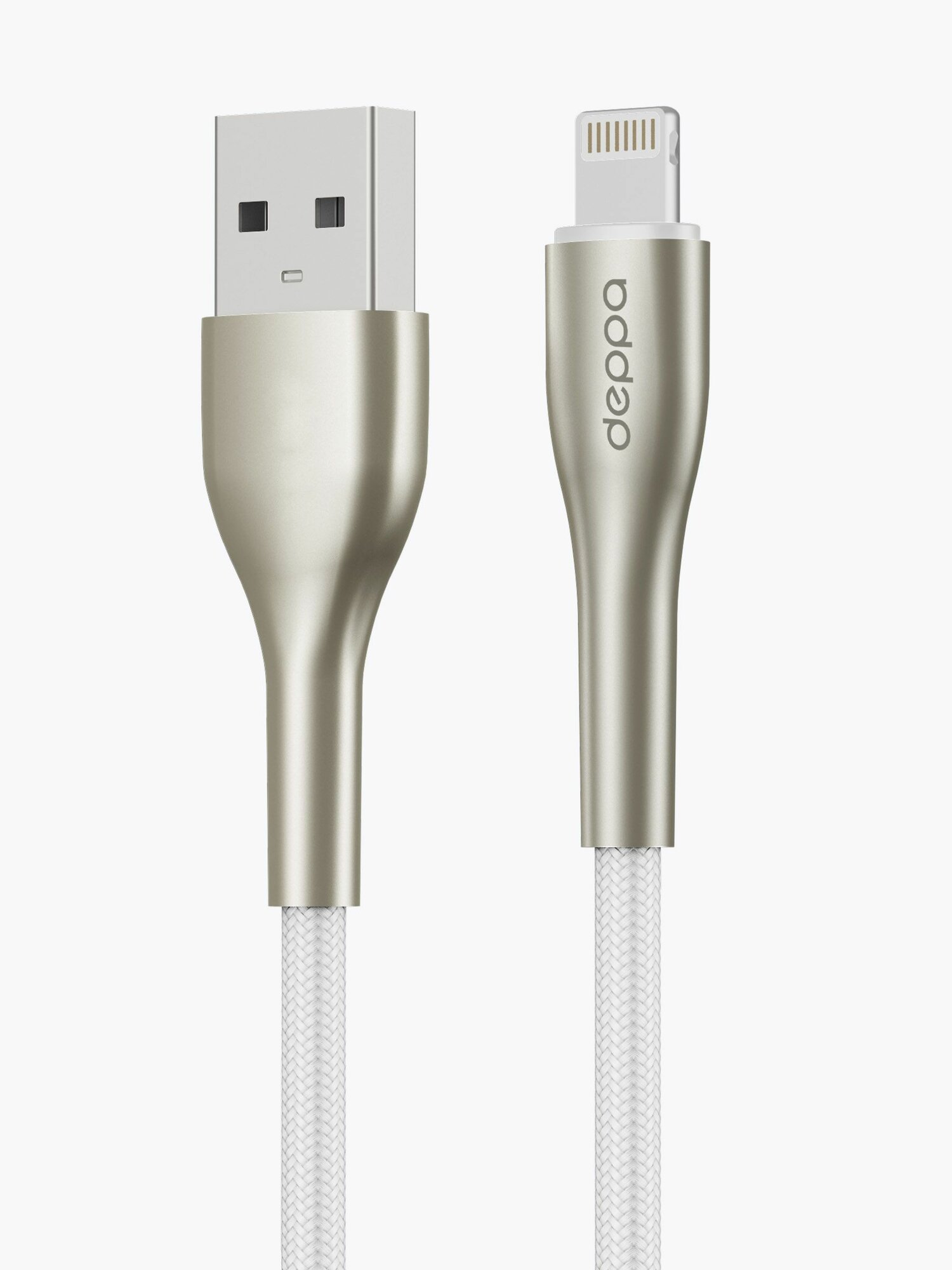 Кабель для зарядки Apollo USB-А - Lightning, 1м, белый, Deppa, 72606