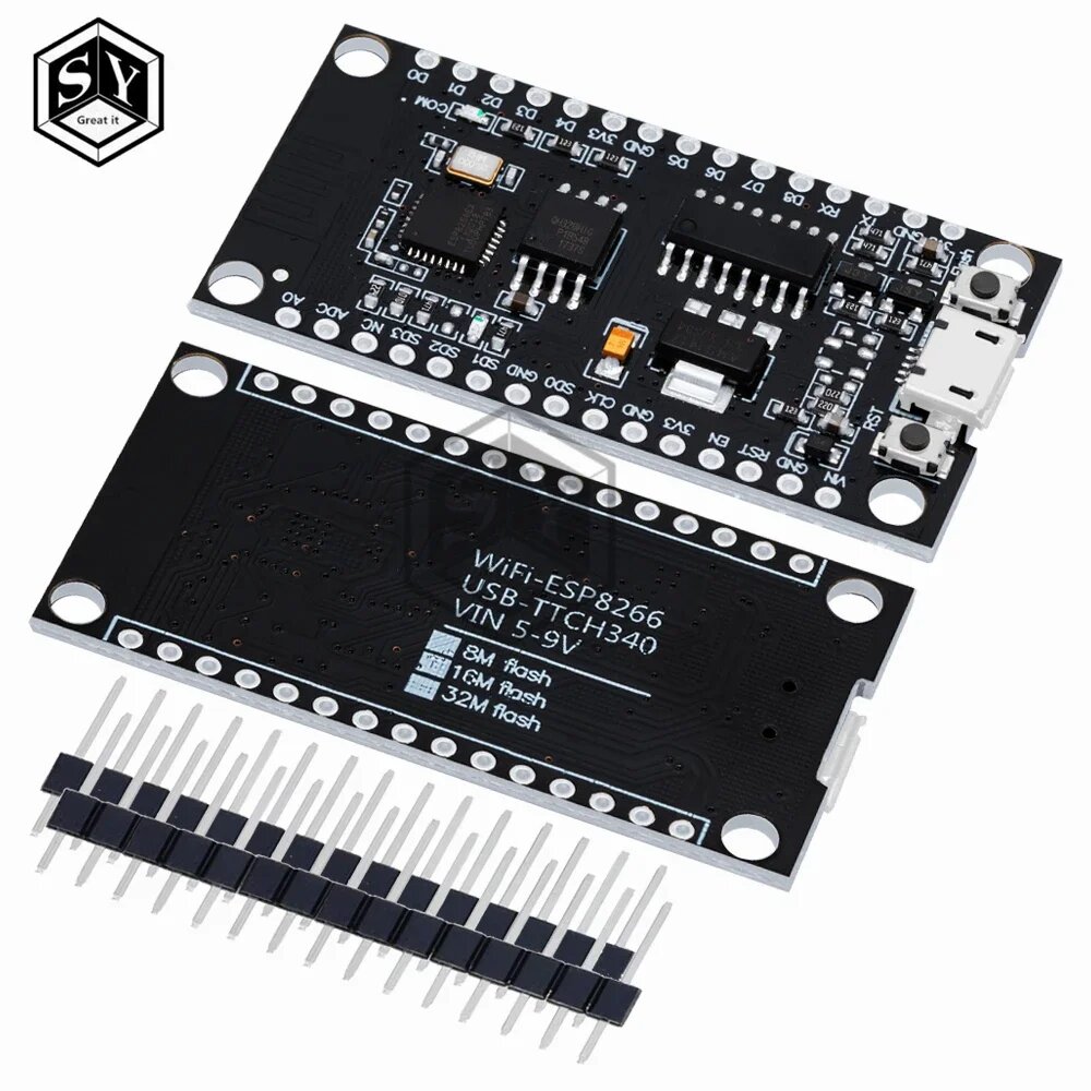 Плата разработки ESP8266 NodeMCU V3 — модуль Wi-Fi CH340G USB-C с флэш-памятью 4 МБ, поддержка Lua/MicroPython для IoT