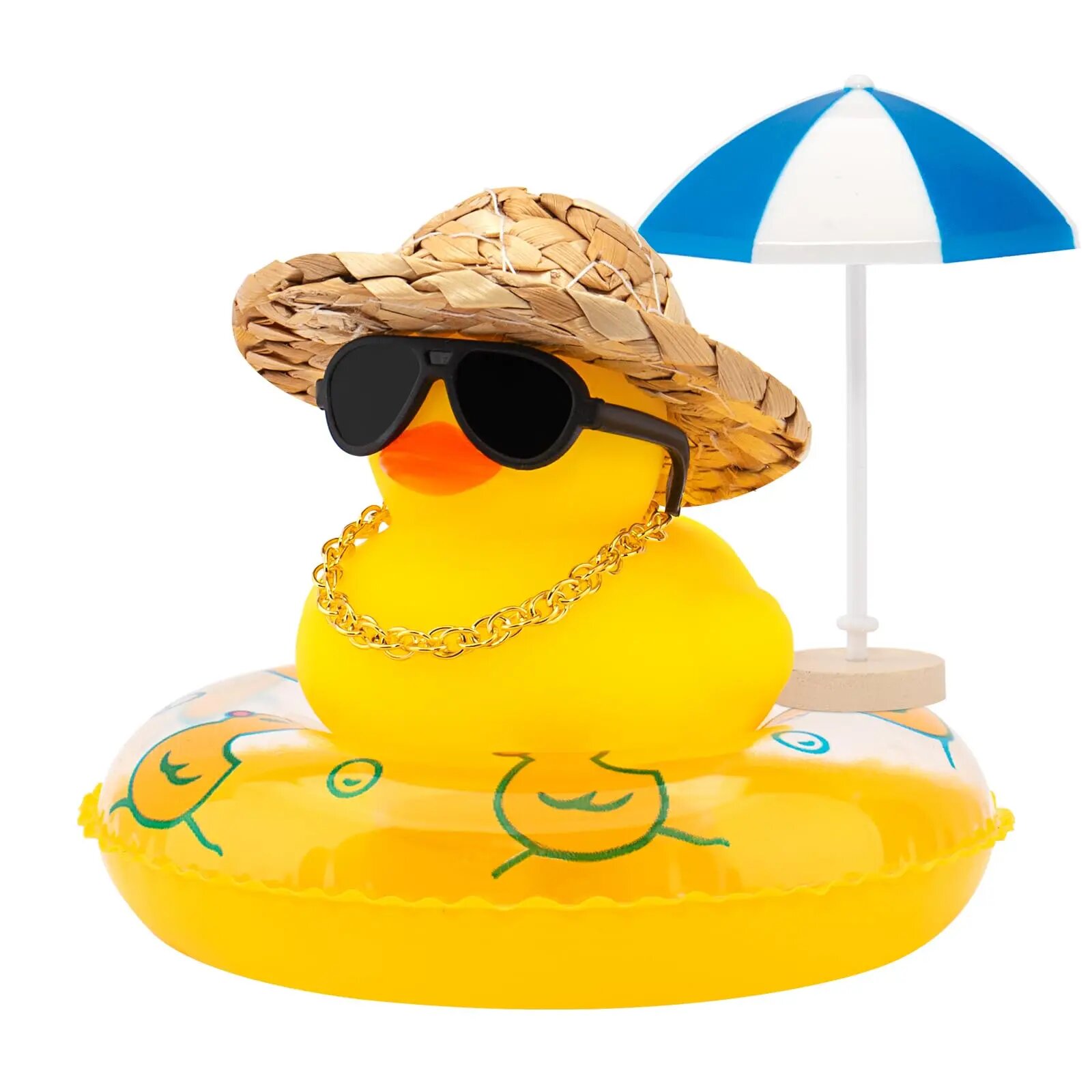 Автомобильные резиновые утки с соломенной шляпой, украшения для приборной панели, утка для плавания, аксессуары для украшения автомобиля