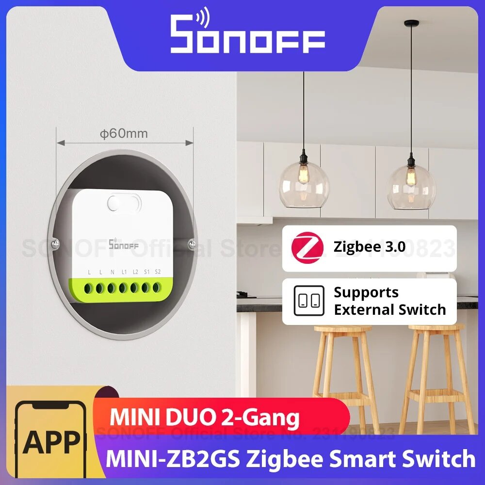 SONOFF MINI DUO 2-Gang Zigbee Smart Switch — фото 1