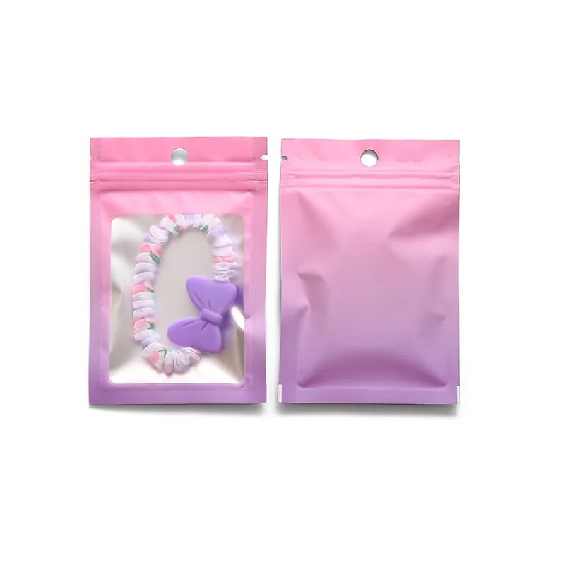 Многоразовые сумки для ювелирных изделий из пластика 10x15cm, Pink Purple