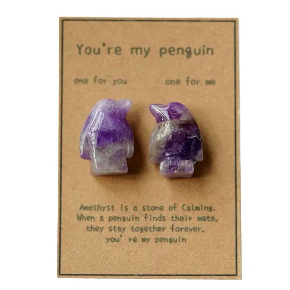 Подарочная карточка с кристаллами "You are my penguin" натуральные камни