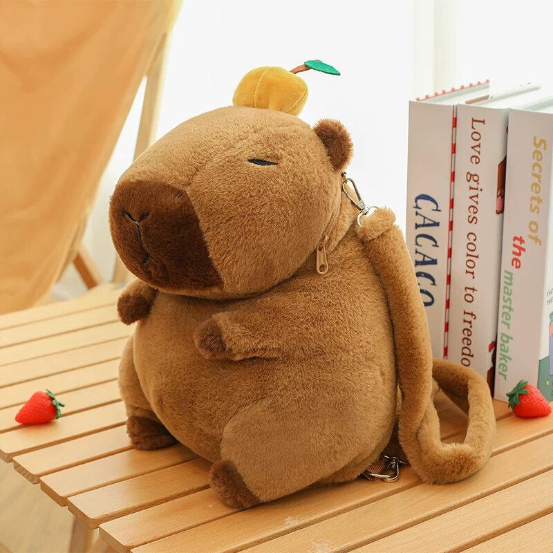 Плюшевая игрушка-рюкзак в виде капибары, популярная в интернете, для девочек, подарок на день рождения для детей, сумка