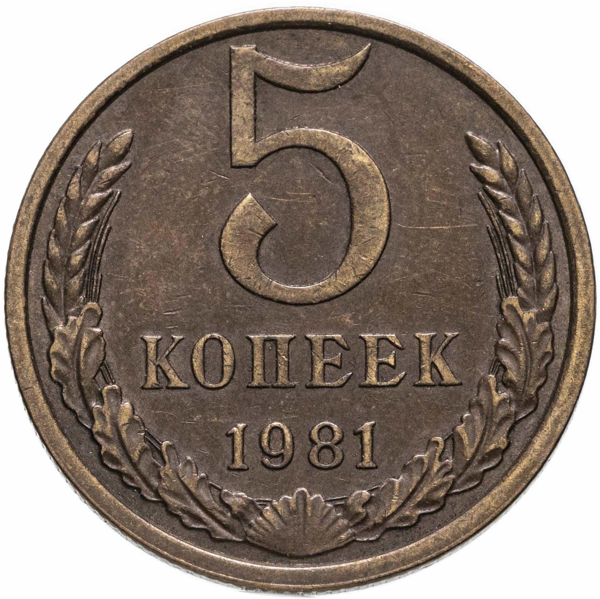 5 копеек 1981, Латунь, в сохранности VF-XF