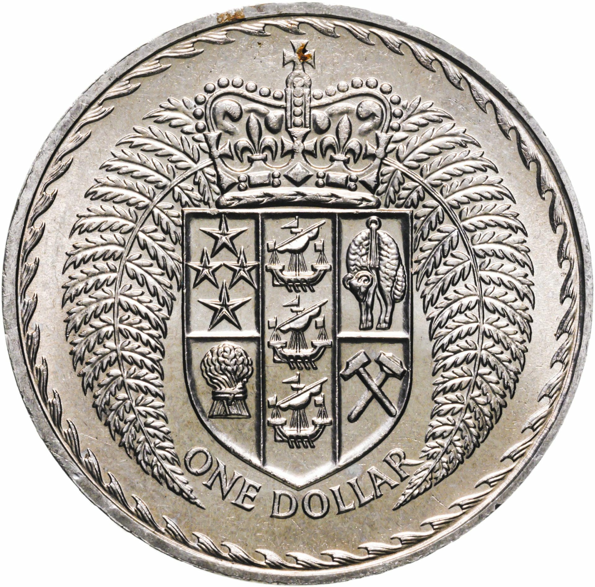 Новая Зеландия 1 доллар dollar 1967, Мельхиор медь-никель, в сохранности UNC