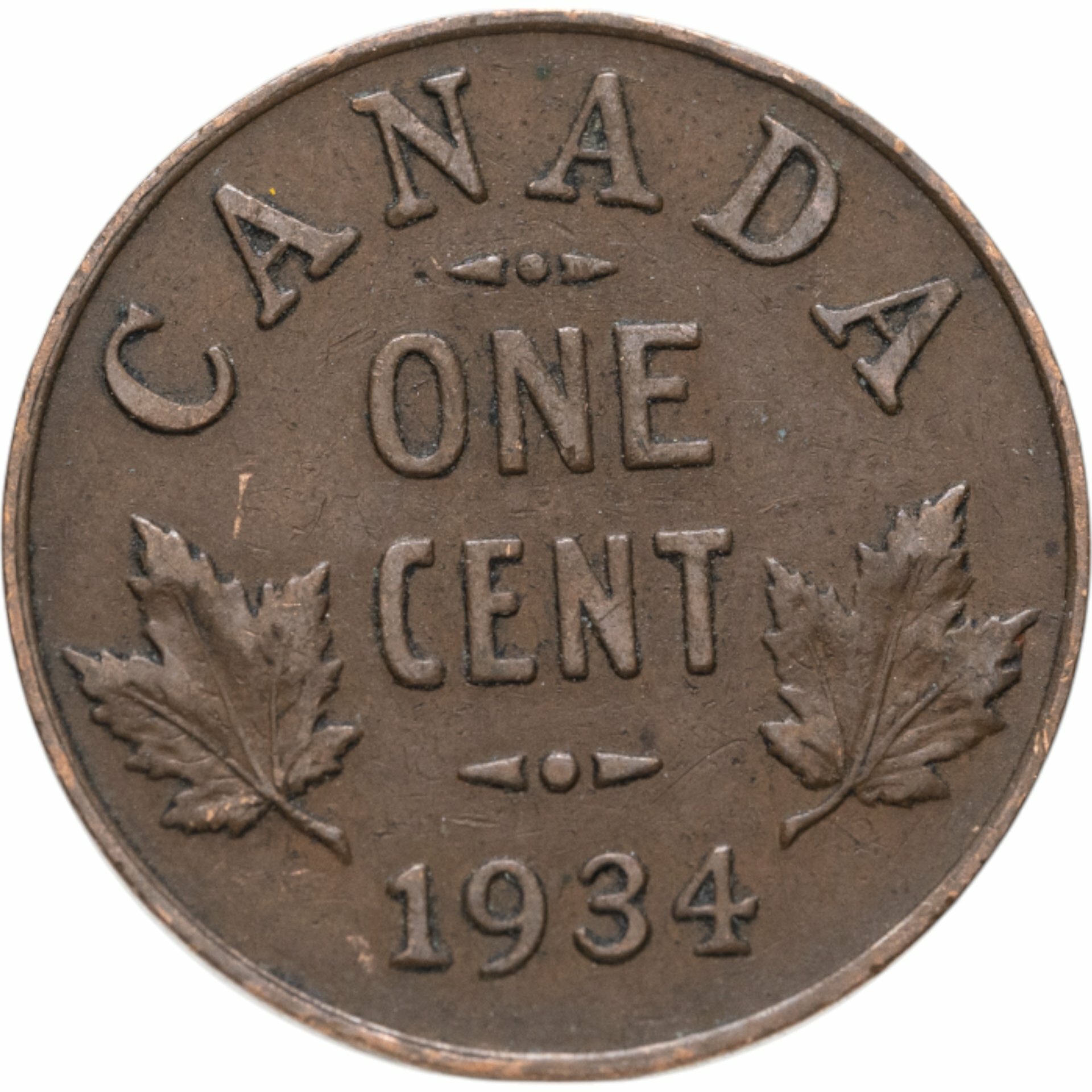 Канада 1 цент cent 1934, Бронза, в сохранности XF