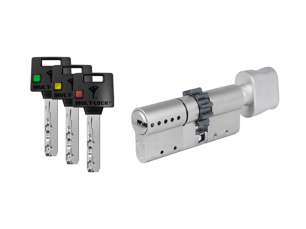 Цилиндр Mul-t-Lock MTL400 Светофор ключ-вертушка 85мм (размер 35х50В мм) - Никель, Шестеренка