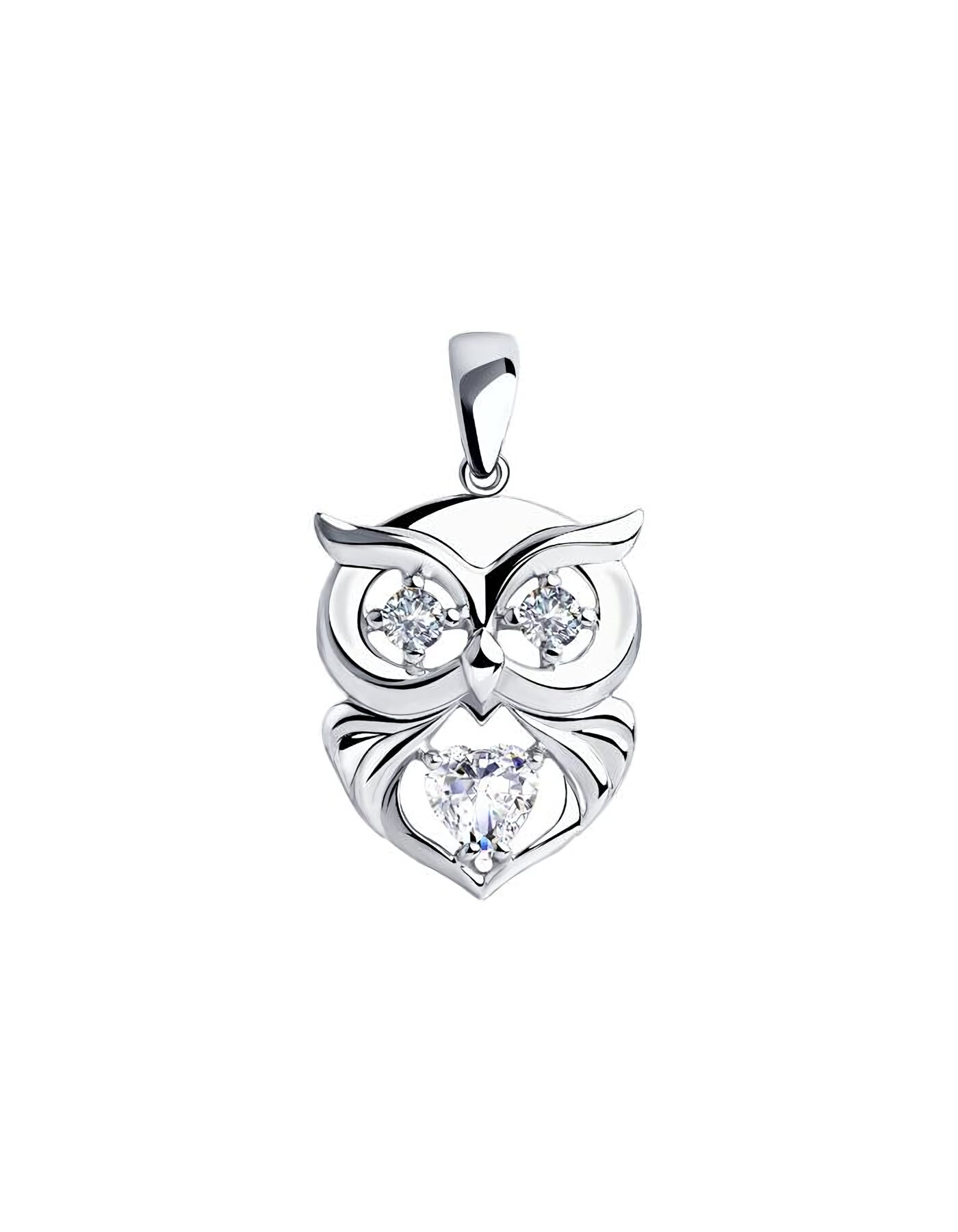 Подвеска, серебро, 925 проба, родирование, фианит