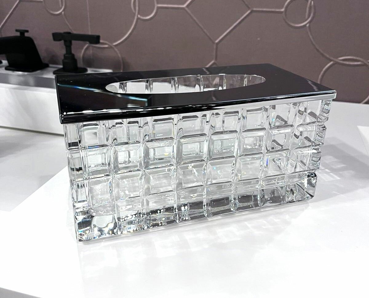 Салфетница GLASS DESIGN, ICESSENSCE LUXOR, 108x225x108 мм, clear/chrome