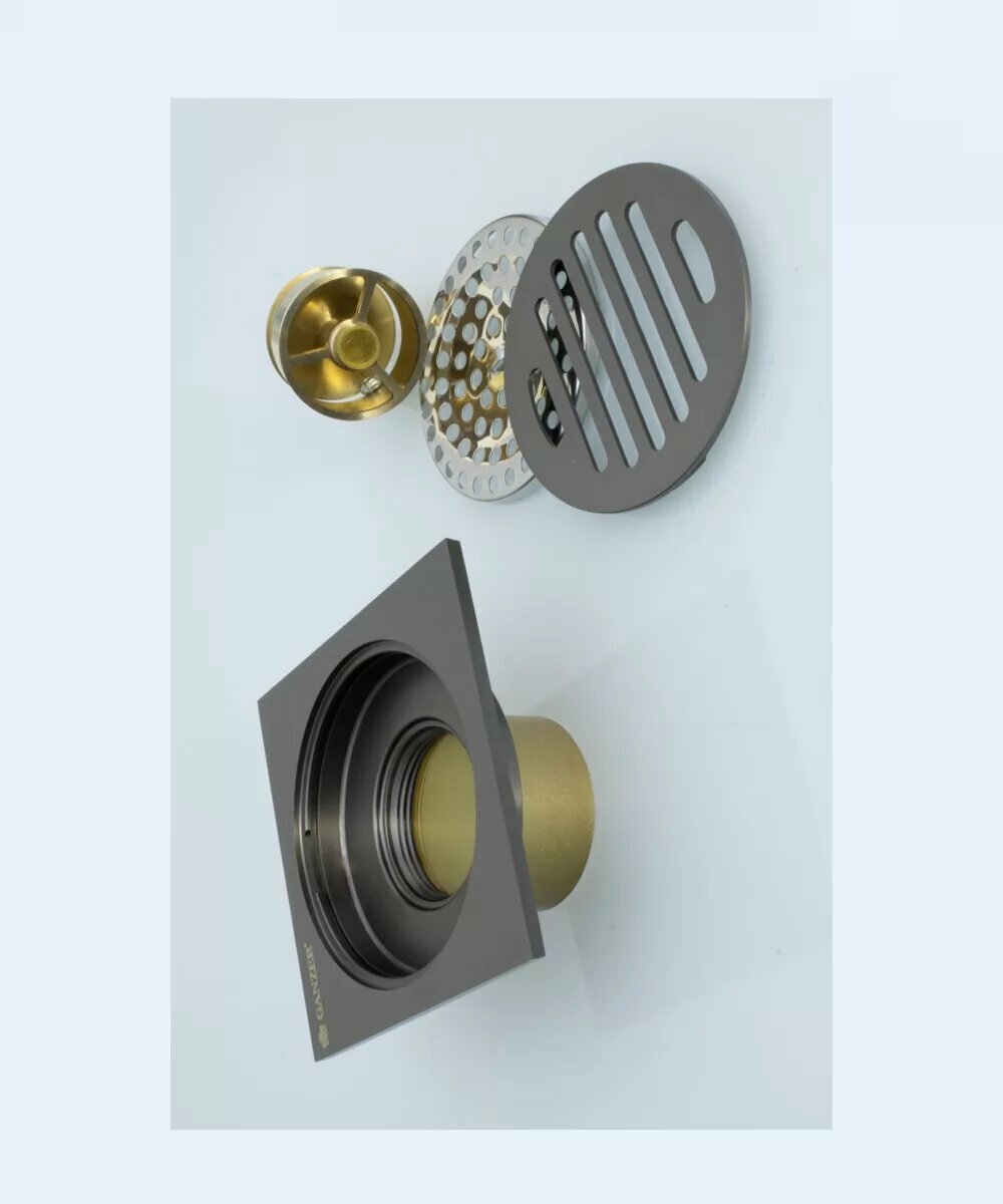 Трап прямой с обратным клапаном 10х10 Ganzer T001-Q цвет графит