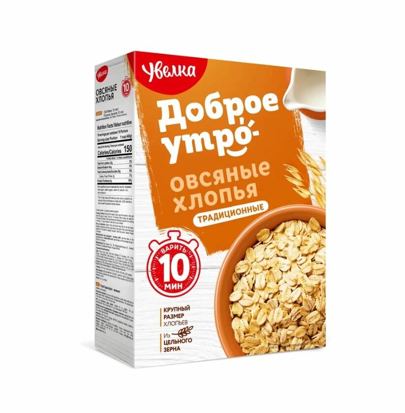 Увелка Хлопья Овсяные Традиционные, 400 г