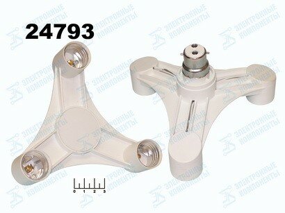 Патрон-переходник B22-3*E27 белый (широкий)