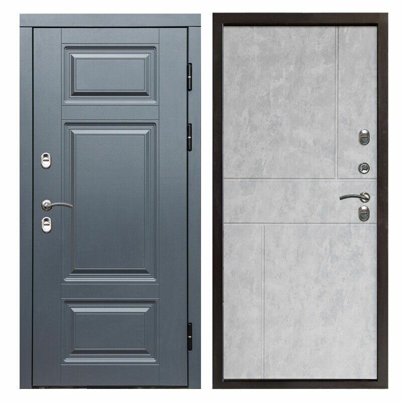 Дверь входная металлическая с терморазрывом Сибирь термо премиум бетон светлый Paputin's Doors 960 х 2050 мм Левая