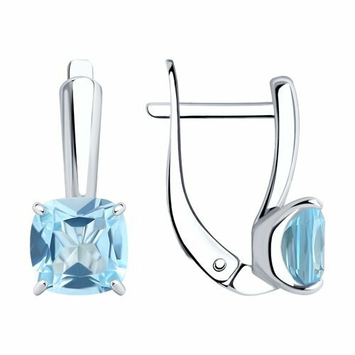 Серьги, серебро, 925 проба, родирование, топаз