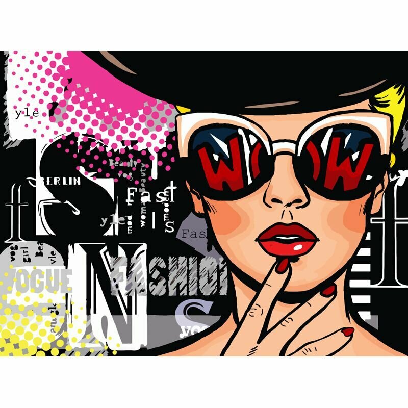 Картина по номерам на холсте ТРИ совы "Wow. Fashion", 30*40, с акриловыми красками и кистями