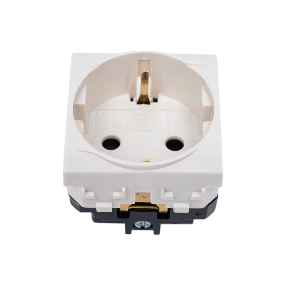 Электрическая розетка DKC, с заземлением, со шторками, слоновая кость, 2 модуля 75482S 24982