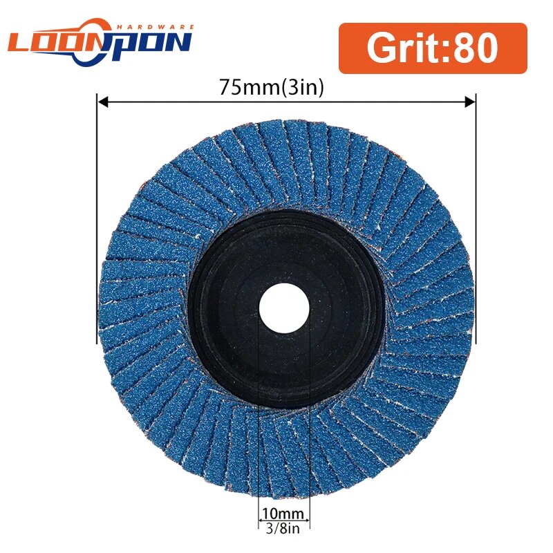Шлифовальный круг Loonpon 75 мм, Grit: 80, Blue