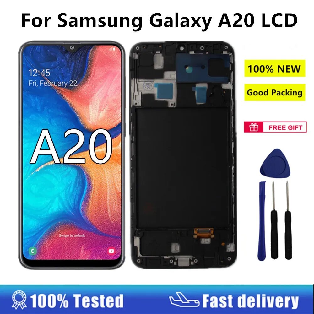 ЖК-дисплей A20 Super AMOLED для Samsung Galaxy A20, сенсорный экран в сборе с TFT No Frame