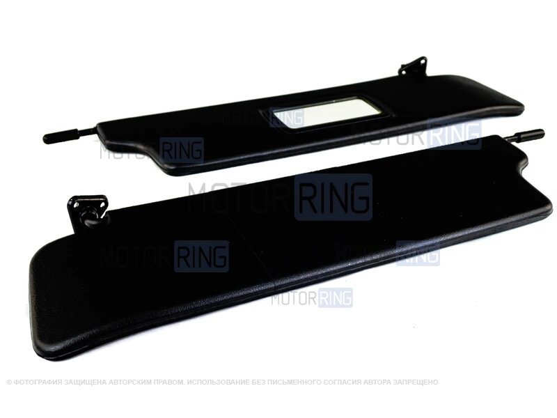 Черные солнцезащитные козырьки с зеркалом для Лада 4х4 (Нива) 1993-2020 г. в.