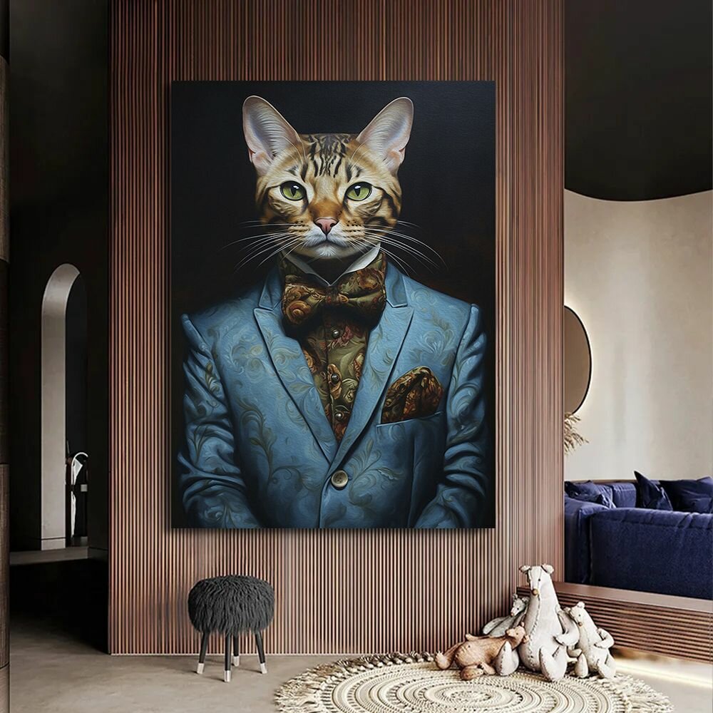 Картина портрет кота, кот в пиджаке, 20х30 см.