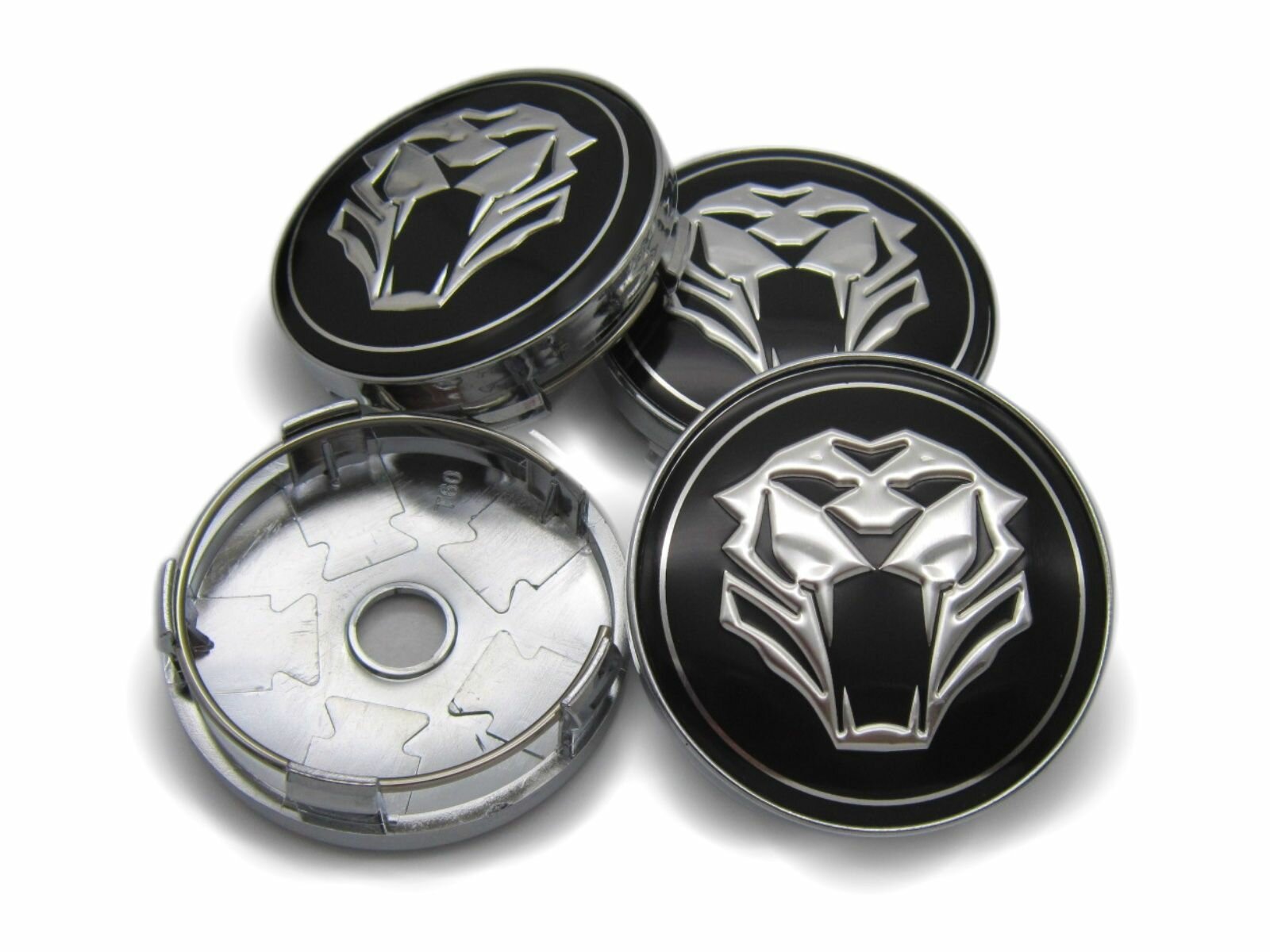 Колпачки, заглушки на литые диски Tiger black 60/56 мм, комплект 4 шт.