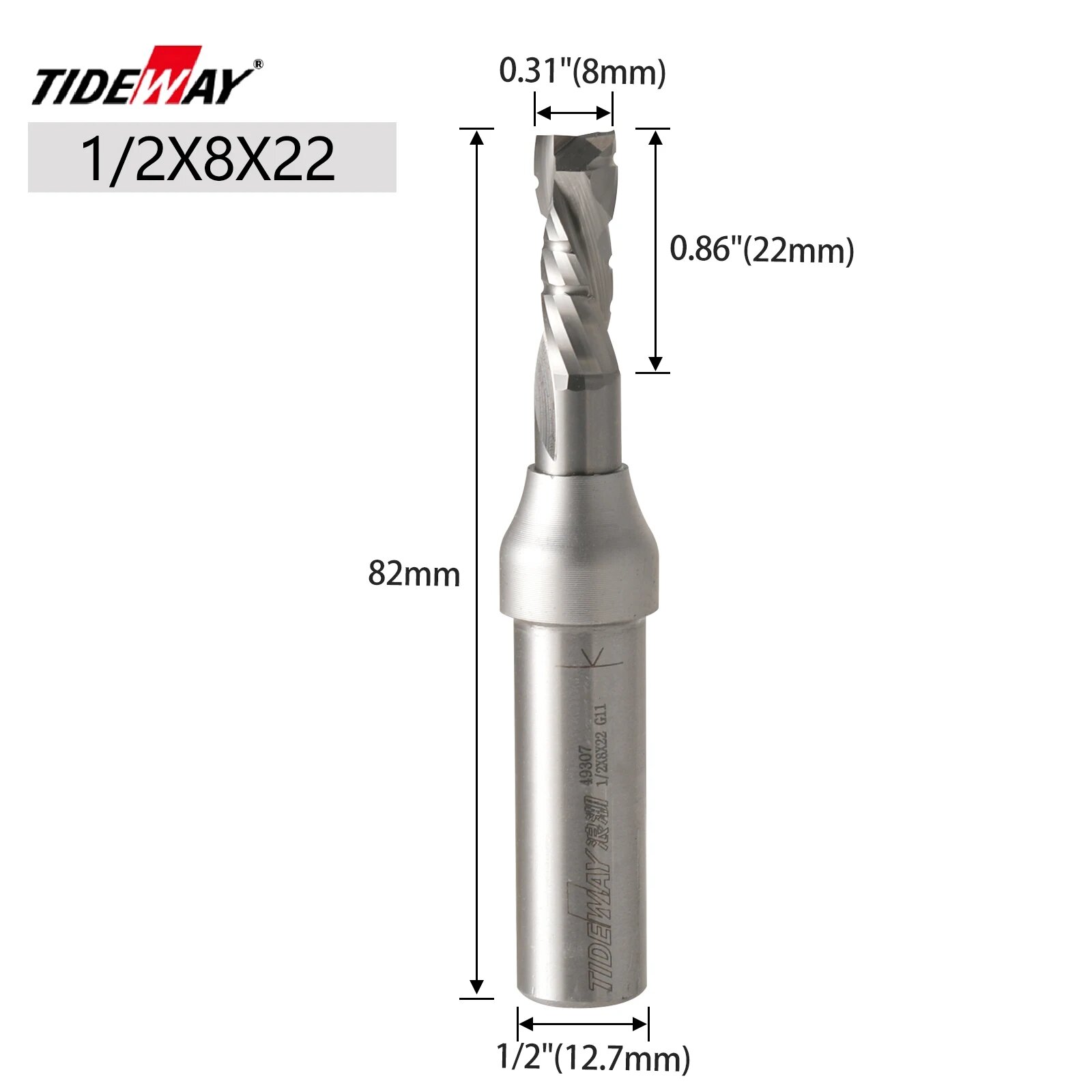 TIDEWAY A9 TCT 12,7 мм компрессионная фреза 12.7x8x22