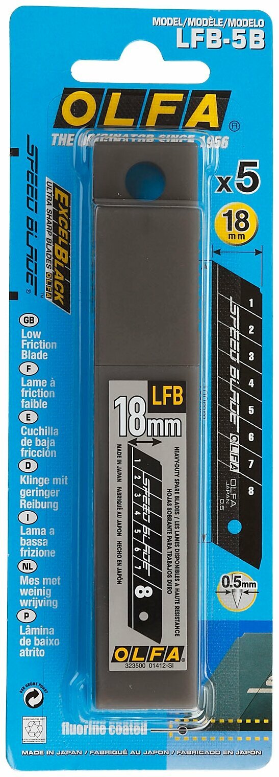 Лезвие Olfa, сегментированное, тефлоновое покрытие 18 мм Ol-lfb-5b .