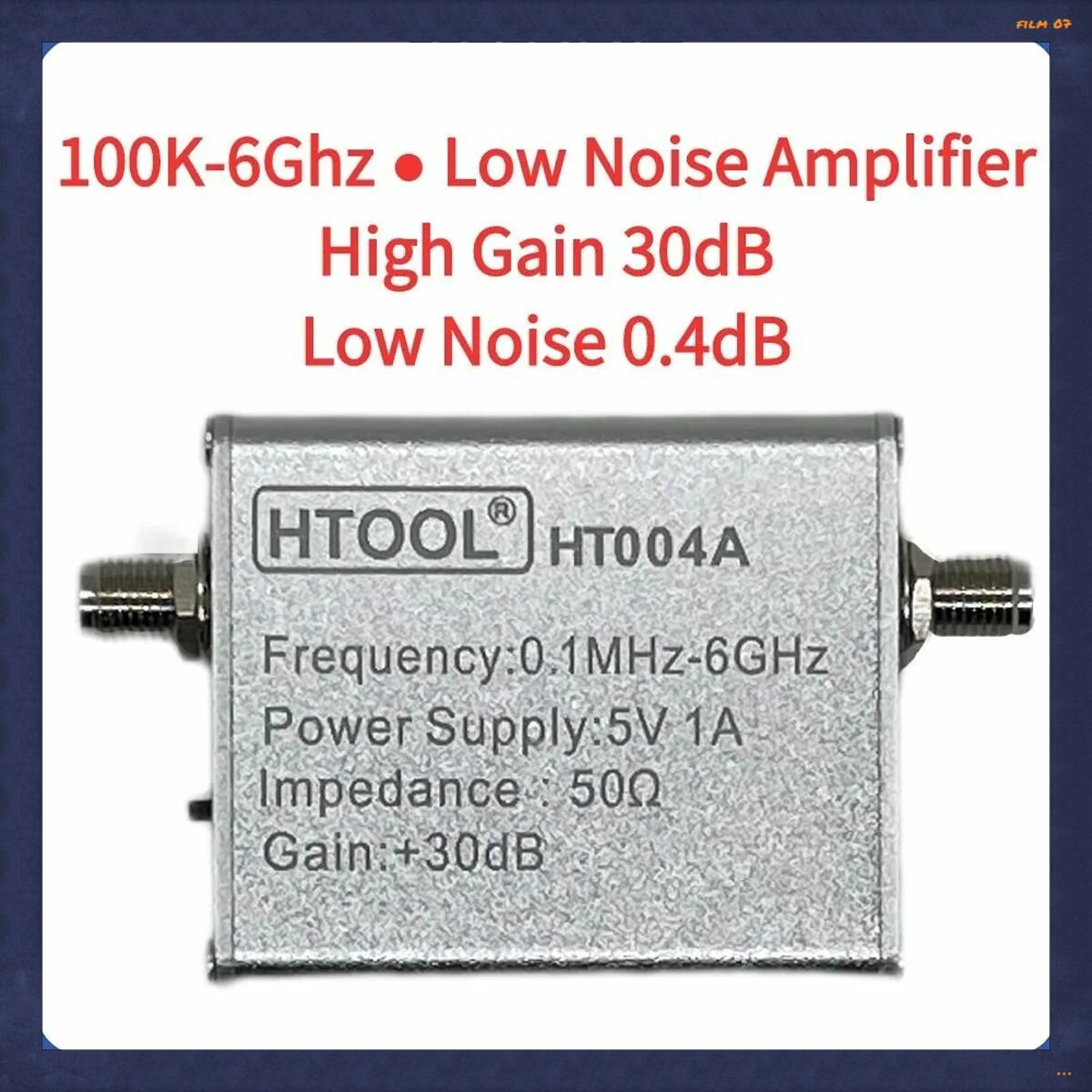 HTOOL HT004A LNA малошумящий усилитель для радиочастот и программно-определяемого радио (SDR) с корпусом и аксессуарами. 0.1MHz-6000MHz 30dB 50