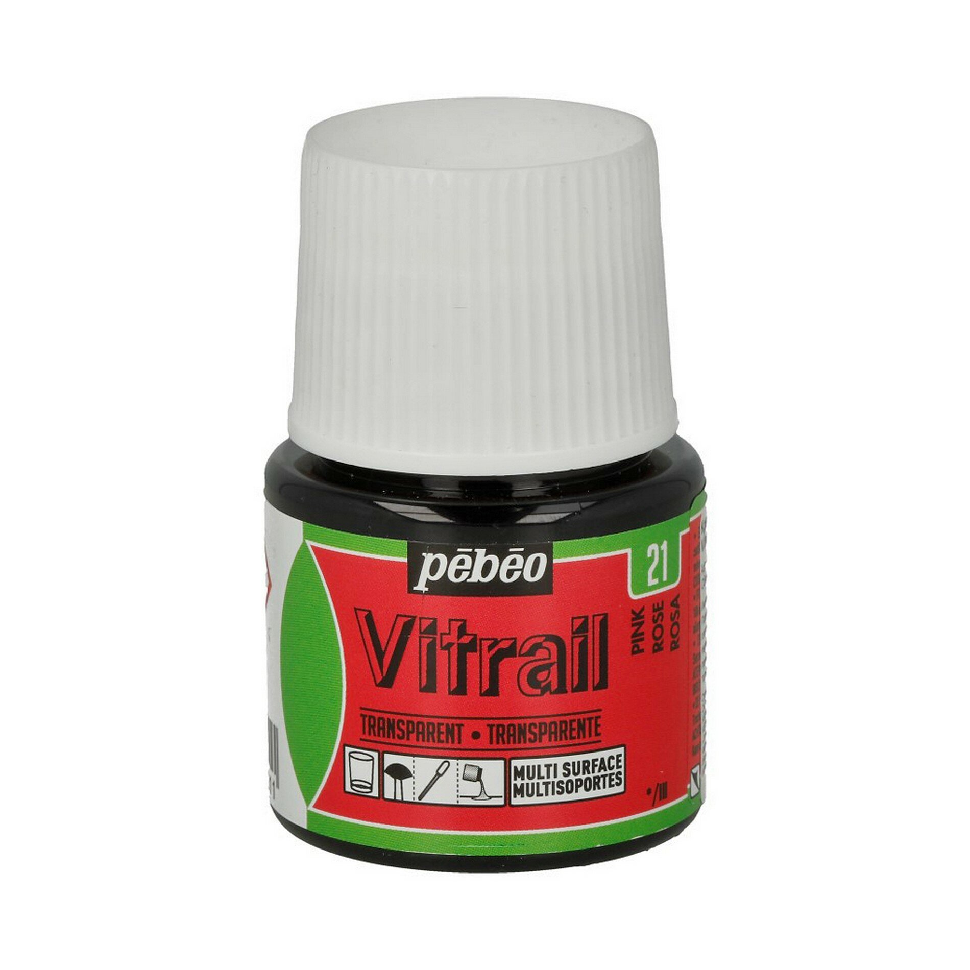Краска для стекла и металла Vitrail лаковая прозрачная 45 мл, цв. розовый
