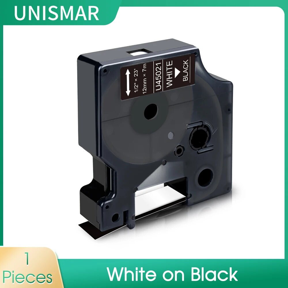 Лента Dymo D1 12 мм черная White on Black, 12 мм