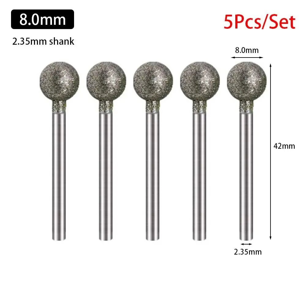 5 шт, алмазные шлифовальные головки 8.0mm, 2.35mm