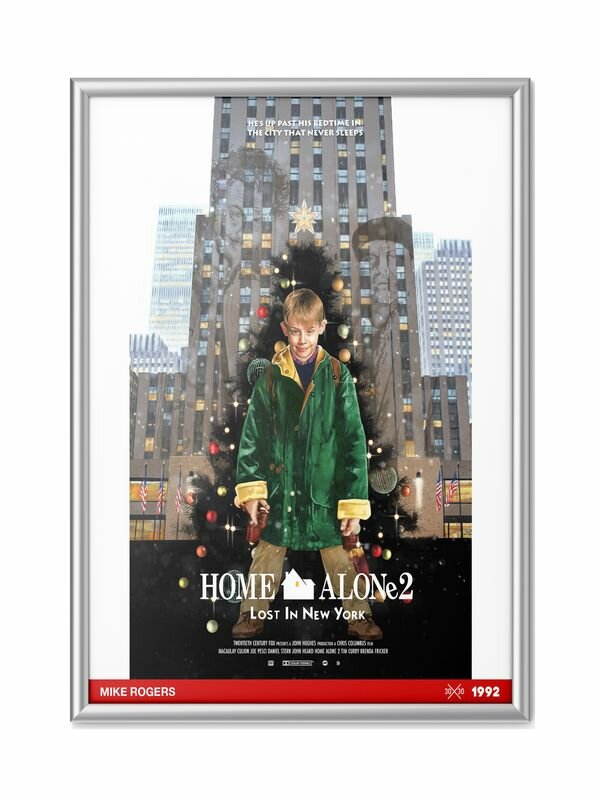 Постер Один дома 2 / Home Alone 2 в раме, Маколей Калкин, по мотиву фильма, А3 (420х297 мм), Постер Плакат